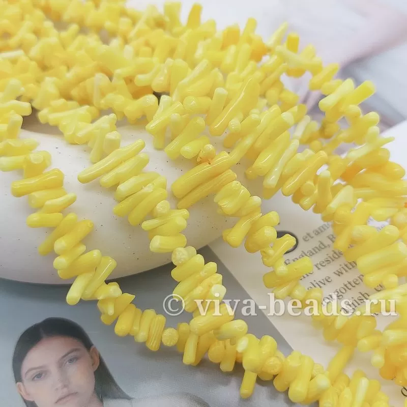 Нить 17 см Коралл игольчатый (палочки) 5-17 мм желтый (2887-Ж) купить с доставкой по России ...