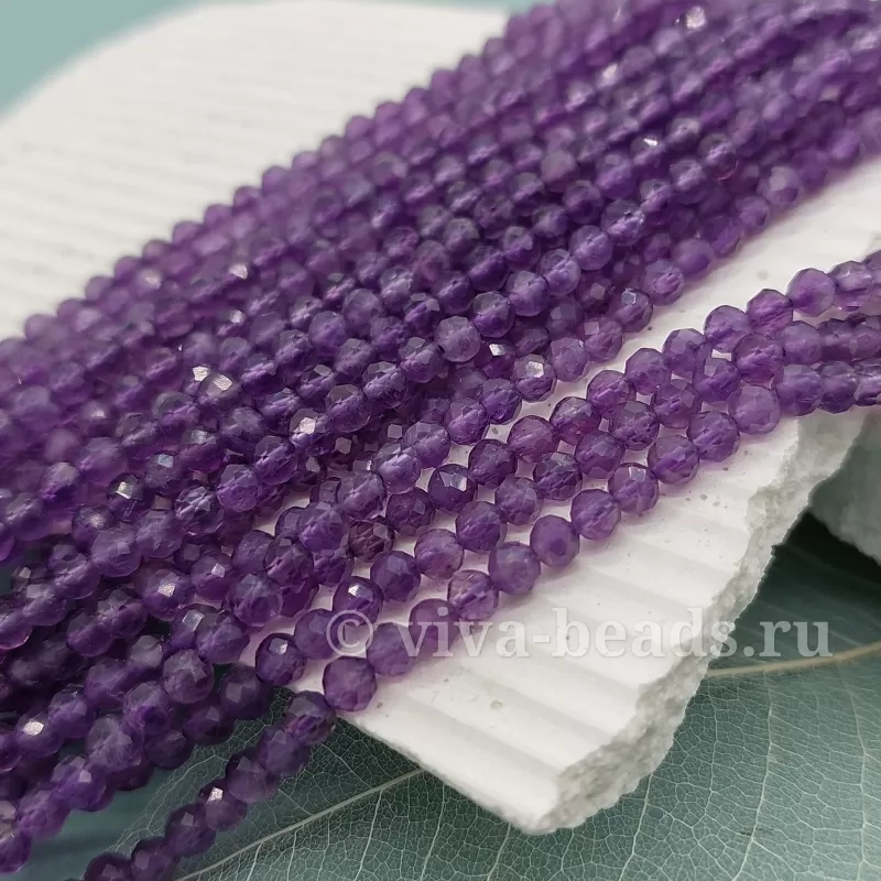 Нить 19 см Аметист граненый натуральный 4 мм (6502) купить в Воронеже